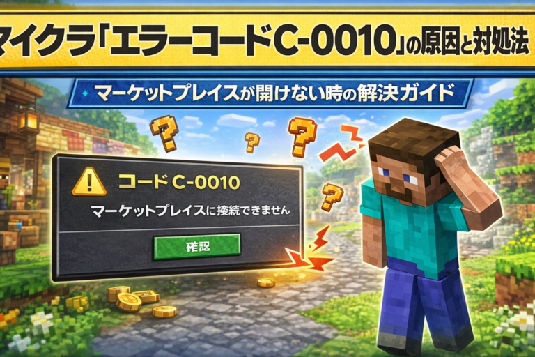 マイクラ「エラーコード C-0010」の原因と対処法｜マーケットプレイスが開けない時の解決ガイド | ゲーミング機器のまとめサイト
